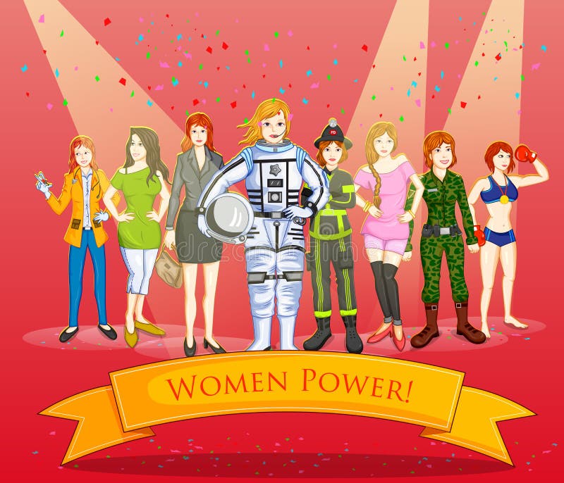 Señoras En Diversa Profesión Que Muestra a Mujeres Poder Ilustración ...