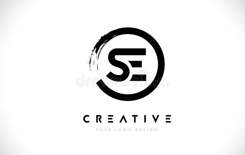 SE Letter Logo with Circle Brush Design and White Background Stock ...
