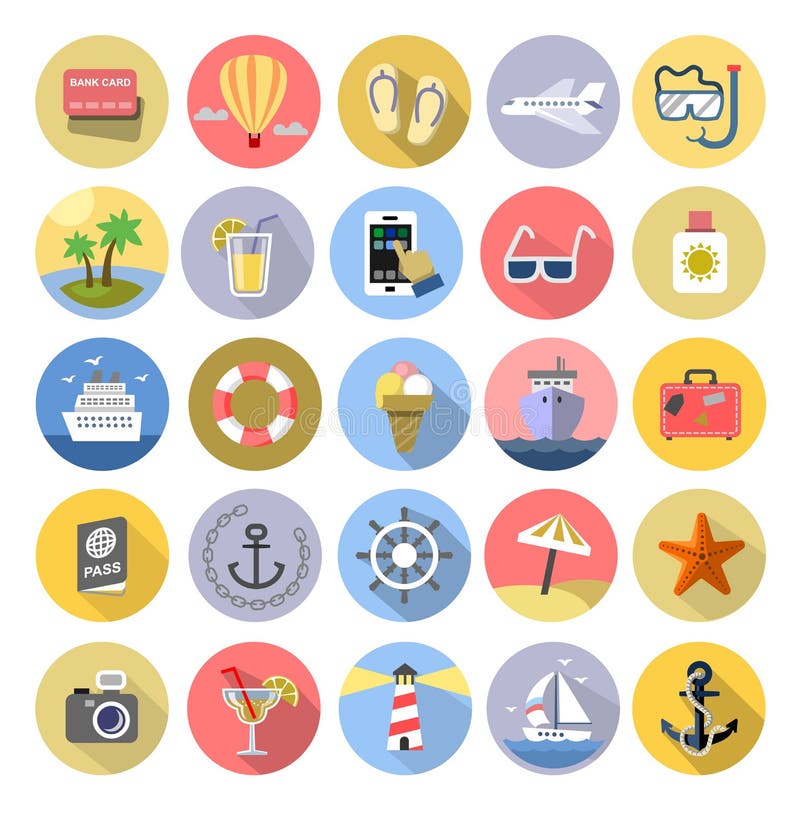SE De Los Iconos Del Turismo Ilustración del Vector - Ilustración de ...