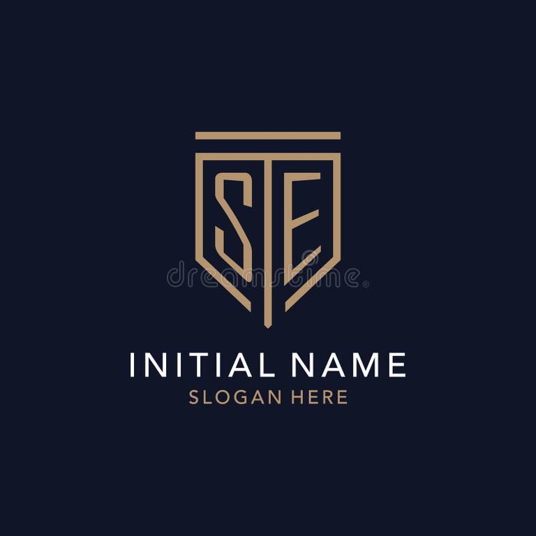 SE Initial Logo Monogram with Simple Luxury Shield Icon Design Stock ...
