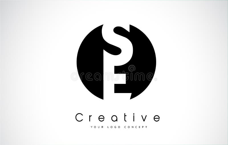 SE Letter Logo Design Inside a Black Circle Stock Vector - Illustration ...