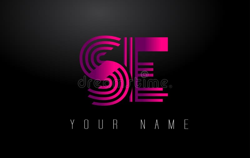 SE Magenta Lines Letter Logo. Creative Line Letters Vector Template ...
