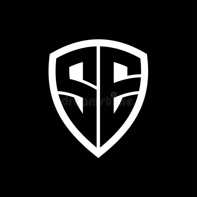 SE Monogram Logo with Bold Letters Shield Shape with Black and White ...