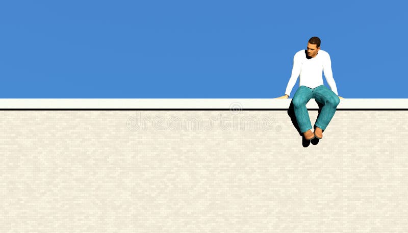 Se reposer sur la barrière illustration stock. Illustration du ...