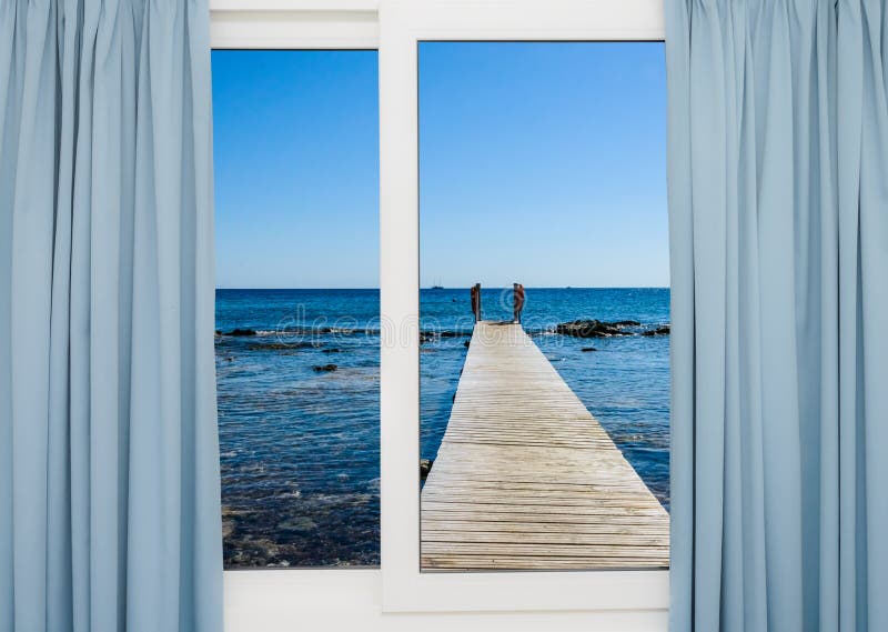 Sea view from the pier stock image. Image of backdrop - 36378219