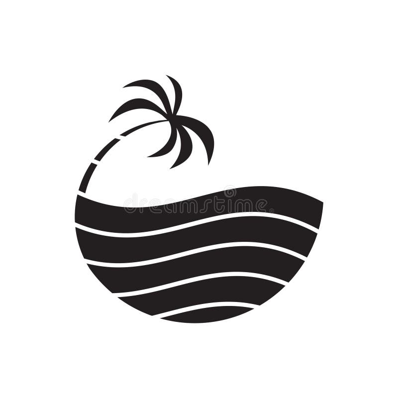 Sea â€‹â€‹wave with Palm Tree Logo Design Vector Illustration Stock ...