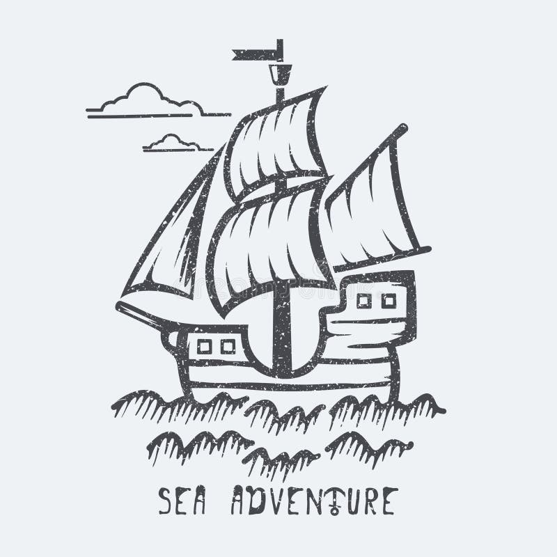 Sea adventure stock vector. Illustration of symbol, silhouette - 57628057