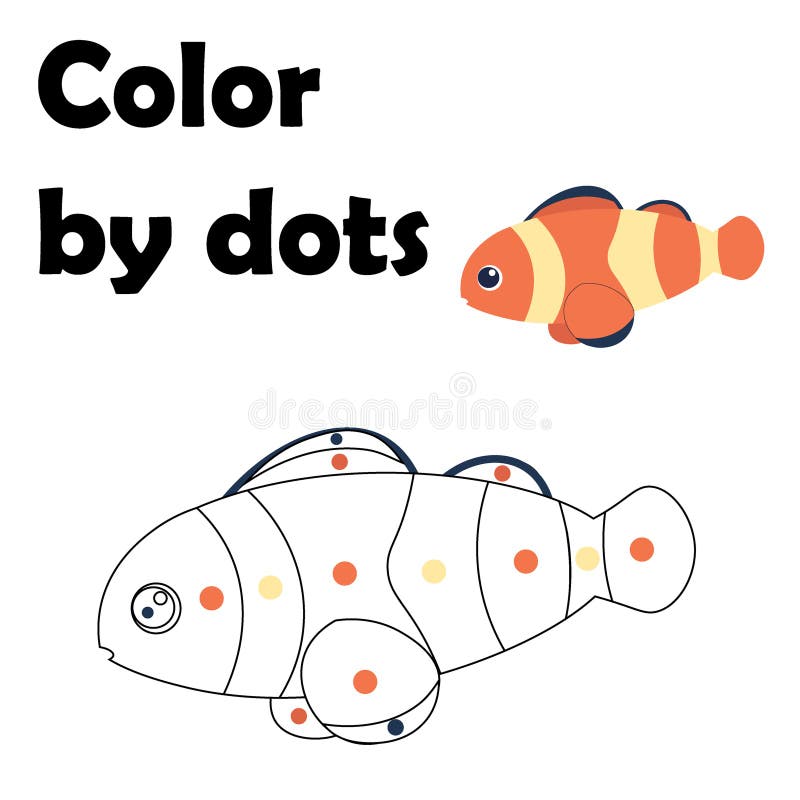 Sea Animal. Color by Dots. Preschool Drawing Worksheet. Marine Fish ...