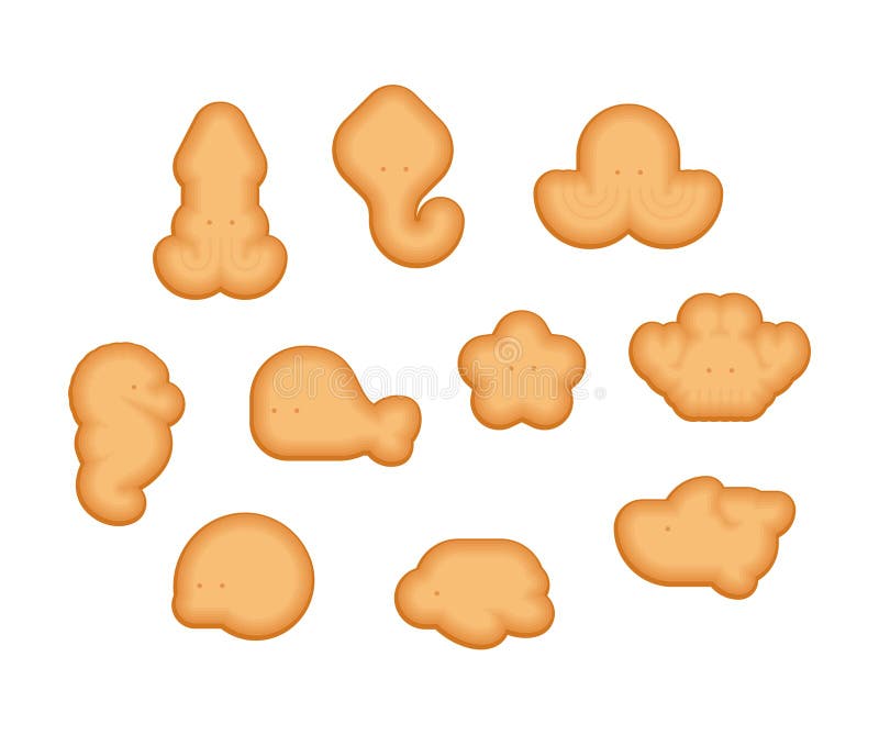 Sea Animals Cracker Shape Set. Fish Shaped Cookies Stock Vector ...