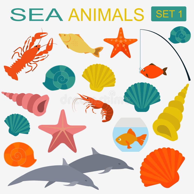 Sea animals icon stock vector. Illustration of element - 47993448
