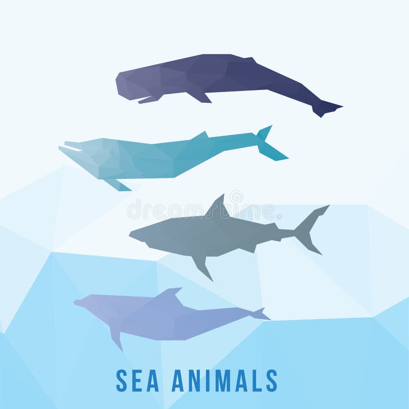 SEA ANIMAL ILLUSTRATION with TRIANGLE POLYGONAL STYLE Stock Vector ...