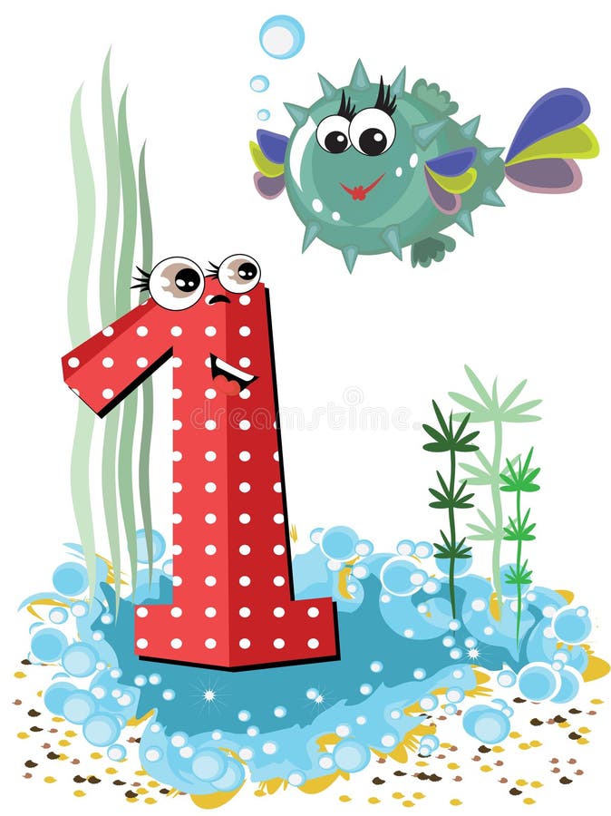 Sea Animals and Numbers Series,1, Fish Ball Stock Vector - Illustration ...
