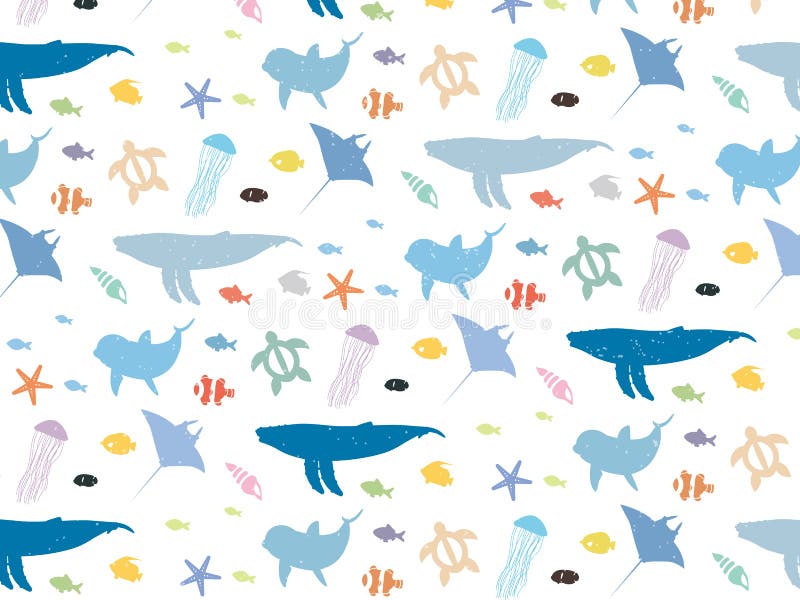 Sea animals pattern stock vector. Illustration of tropical - 186006243
