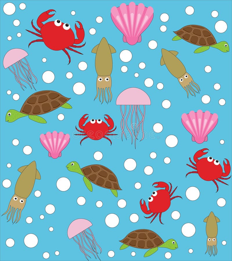 Sea animals vector pattern stock vector. Illustration of lobster - 50003317