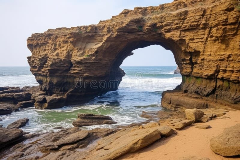 Sea Arch Formed through Coastal Erosion Stock Image - Image of ...