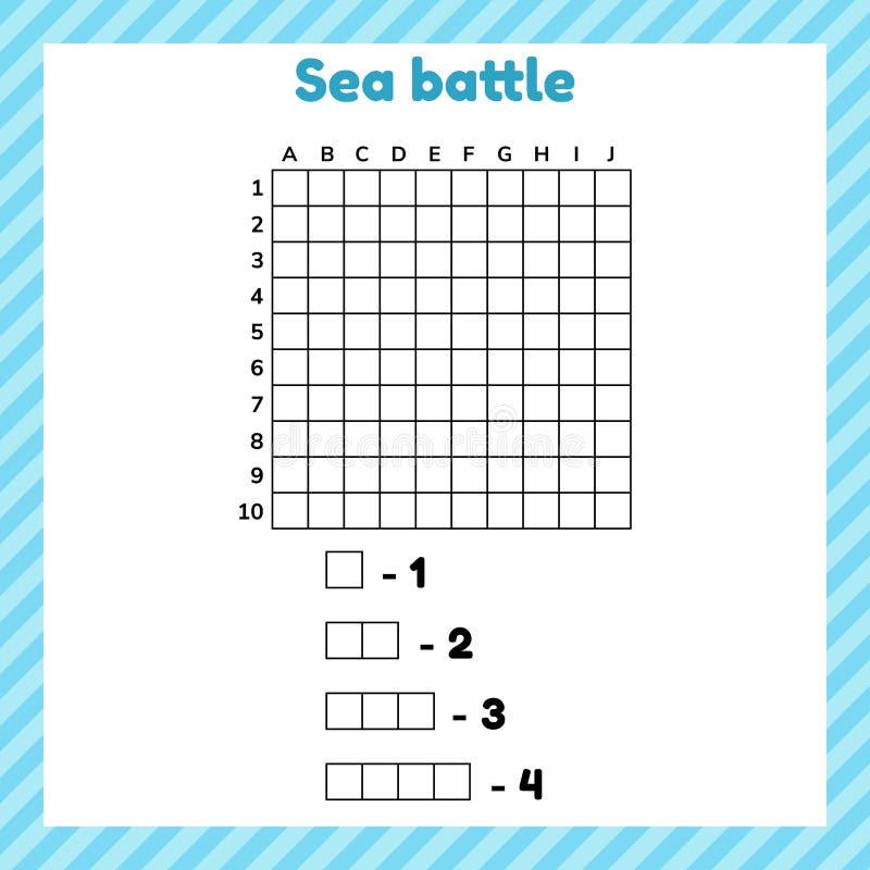 Sea Battle. Template Page with Form and Elements for Battleship Stock ...