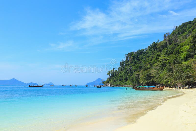 Sea Beach Blue Sky at Ranong Stock Image - Image of nature, island ...