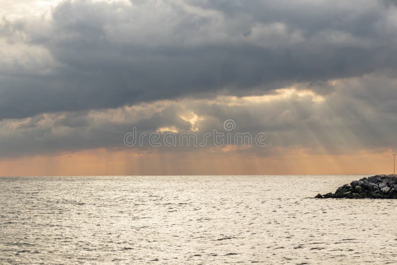 Sea, Beach, Cliffs and Cloudy Sky Stock Photo - Image of nature, clear ...