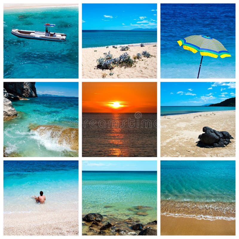 Sea and beach collage stock image. Image of background - 17006345