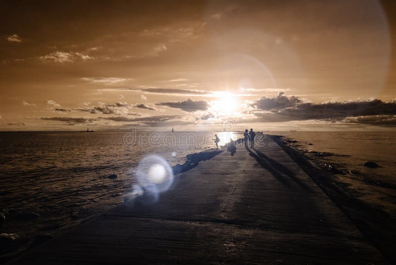 Sea Beach with Dramatic Clouds. Infrared Image Stock Photo - Image of ...