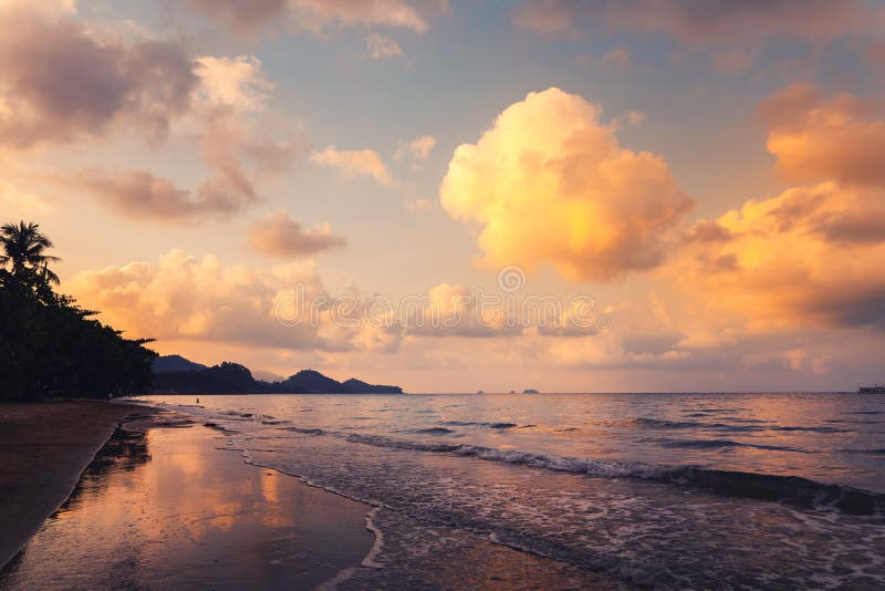 Sea and Beach in the Evening ,Sea View and Evening Stock Photo - Image ...