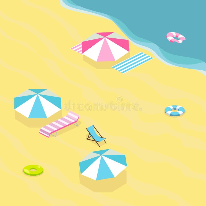 Sea Beach Isometric Vector Illustration Stock Vector - Illustration of ...