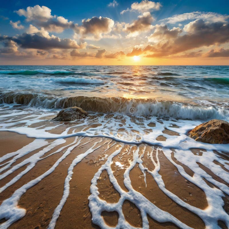 Sea beach picture stock illustration. Illustration of wave - 335564010