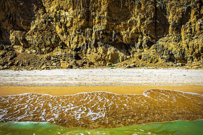 Sea Beach with Rock and Clay Coast, Sunny Hot Stock Image - Image of ...