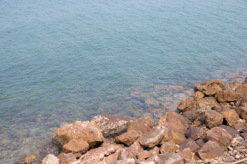 Sea and Beach with Stone at Coast Stock Photo - Image of wave, stone ...