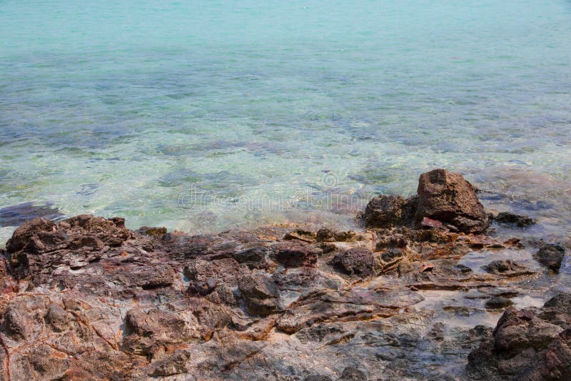 Sea and Beach with Stone at Coast Stock Image - Image of scene ...