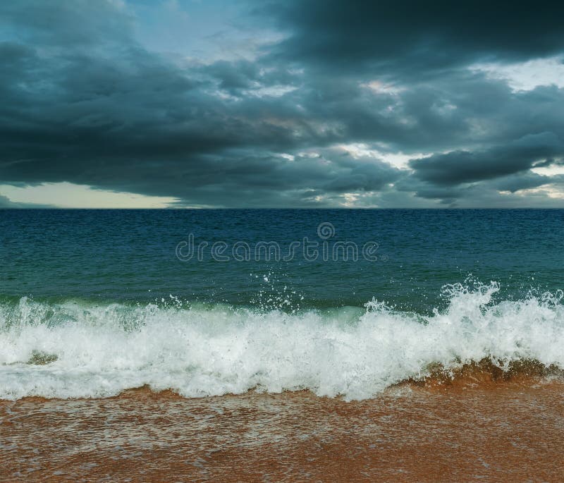 Sea and Beach Storm in Over Dark Tone Stock Photo - Image of asian ...