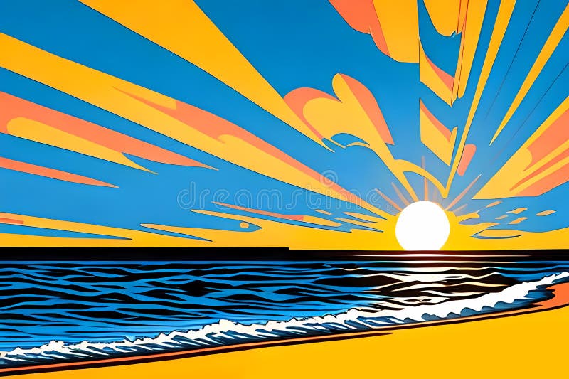 Sea beach at sunset stock illustration. Illustration of leisure - 271903099