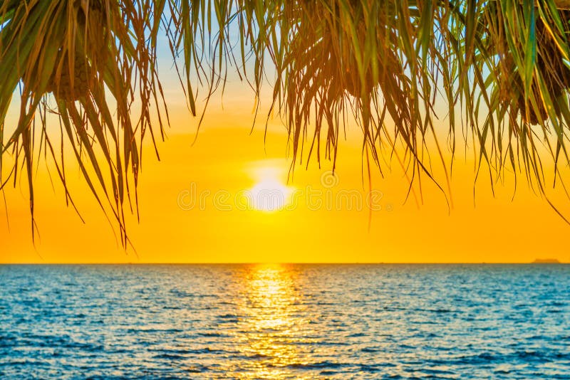 Sea beach sunset landscape stock image. Image of evening - 196195217