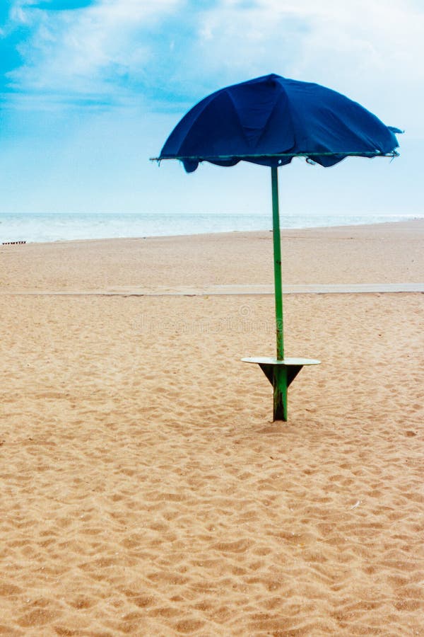 Lonely Beach Umbrella on an Empty Beach Stock Photo - Image of beach ...