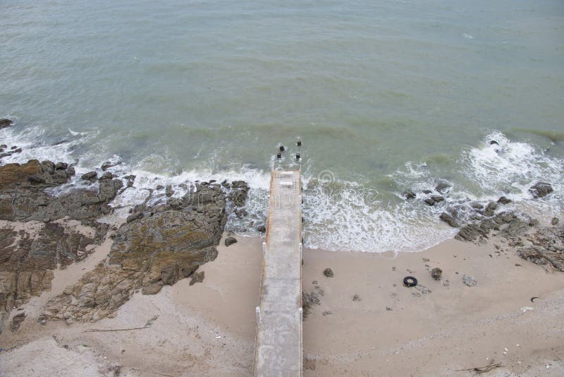 Sea and Beach with Walkway into the Sea Stock Photo - Image of travel ...