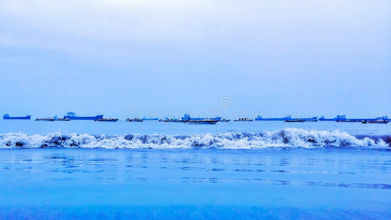 Sea Beach Wave Ships and Boats Stock Image - Image of beach, ships ...