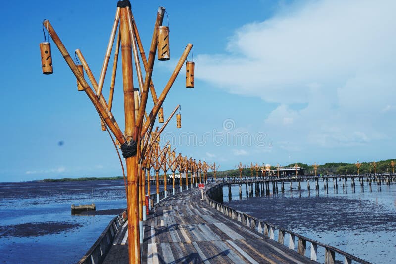 Sea Beach Wood Bridge with Sky Good Mood Stock Photo - Image of wood ...