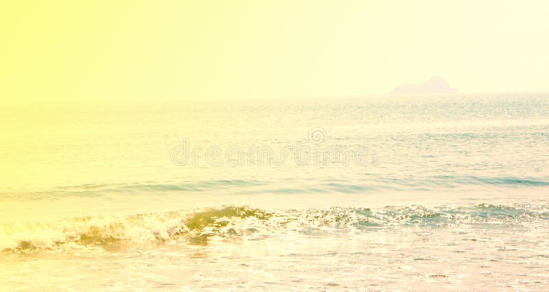 The Sea and the Beautiful Golden Yellow Sky Stock Image - Image of ...