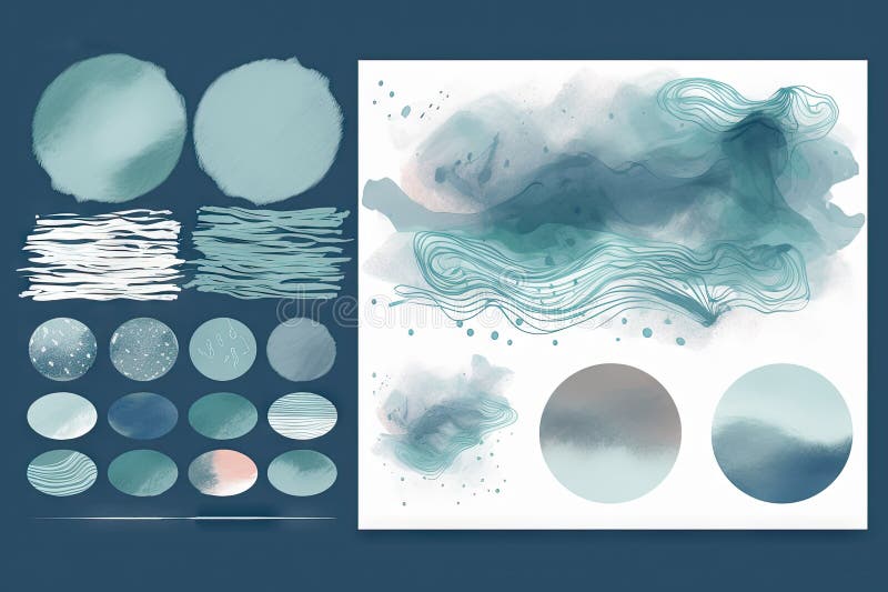 Sea Blue Designs. Abstract Watercolor Creating Kit Vector Stock ...