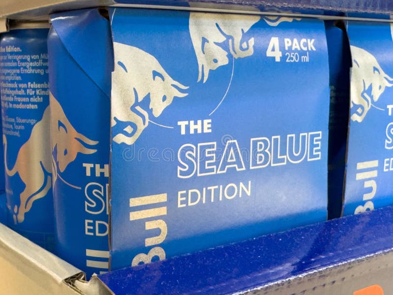 The Sea Blue Edition Energy Drink 4-pack with Iconic Bull Logo ...
