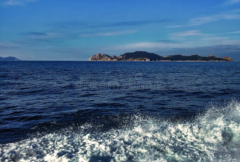 Sea Blue Hour View from the Boat with Mountains in Background Stock ...