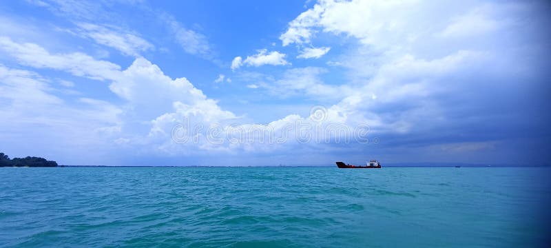 Sea, Blue Ocean, Sky, Wave, Ship, Bay, Stock Image - Image of blue ...
