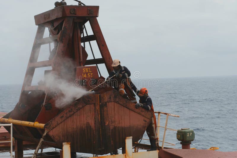 Derusting Process of Grab by Hydroblusting by Crew Members Editorial ...