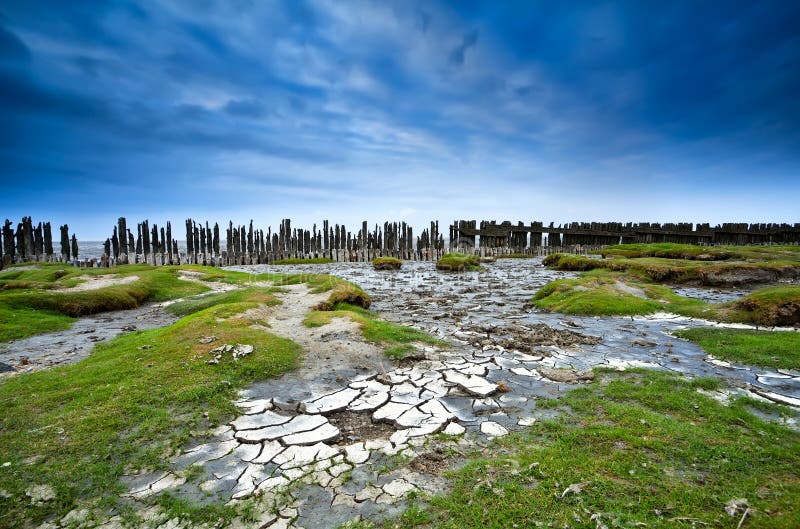 Mud on North Sea Bottom at Low Tide Stock Photo - Image of scenic ...