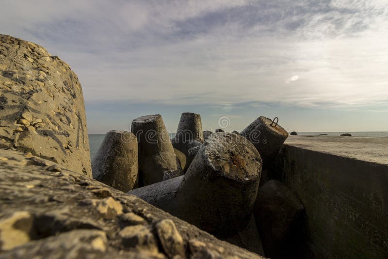 Sea breakwater stock photo. Image of shore, ship, ocean - 136466686