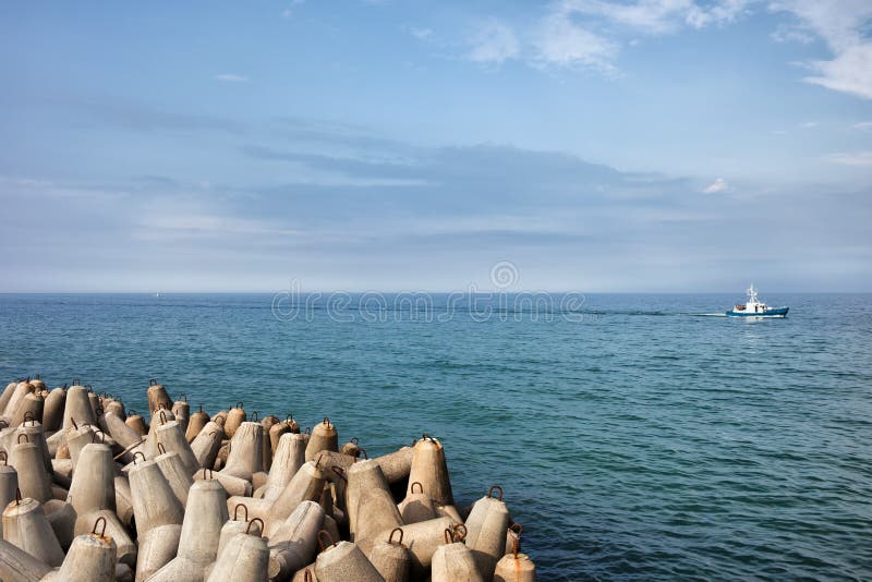 Sea Breakwater stock photo. Image of coastal, shape, blue - 42668354
