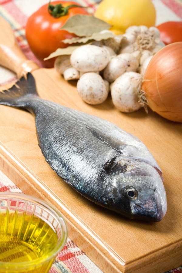 Sea bream stock image. Image of garlic, food, meat, uncooked - 7132787