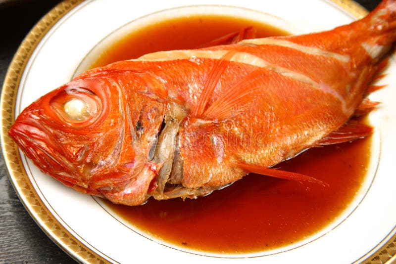 Sea Bream Boiled and Seasoned Stock Photo - Image of cuisine, dining ...