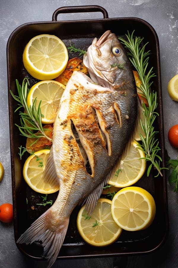 Sea Bream or Dorada Fish Grilled Baked Fish Dorado Stock Illustration ...