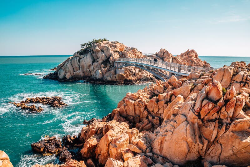 Sea and Bridge at Daewangam Park in Ulsan, Korea Stock Photo - Image of ...